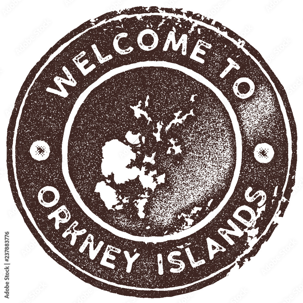 Orkney Islands map vintage stamp. Retro style handmade label, badge or ...