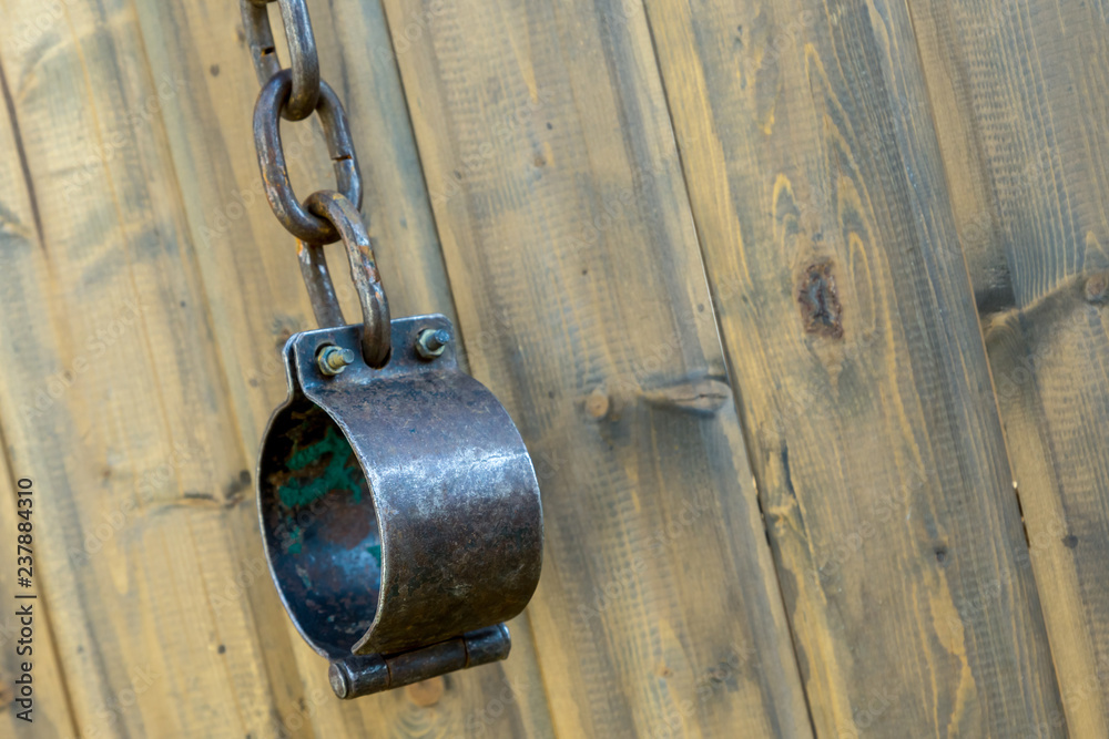 black metal shackles with chain old equipment deterring criminals and ...