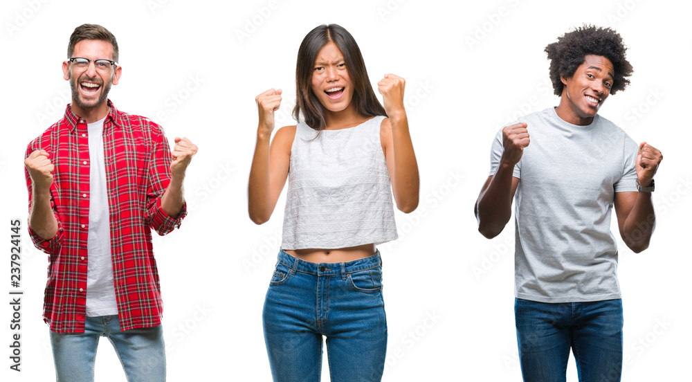 Collage of group of Chinese, african american, hispanic people over ...