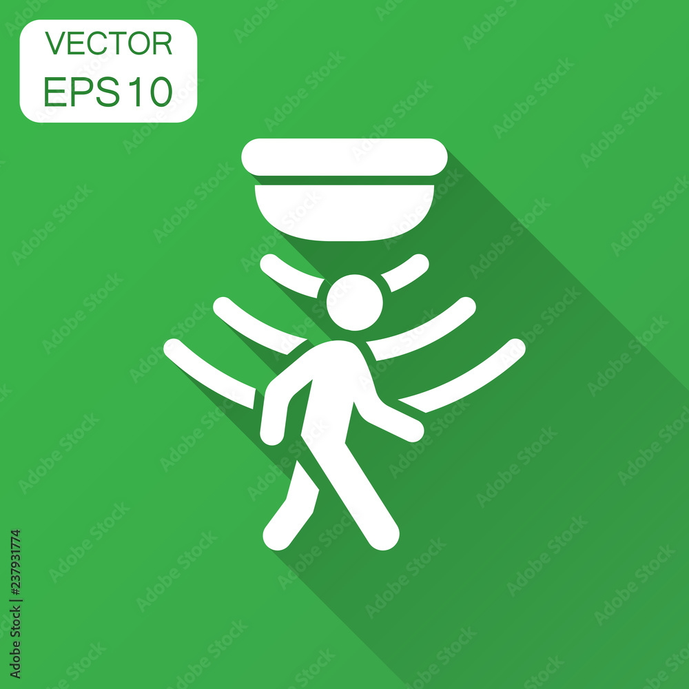 Motion sensor icon in flat style. Sensor waves with man vector ...