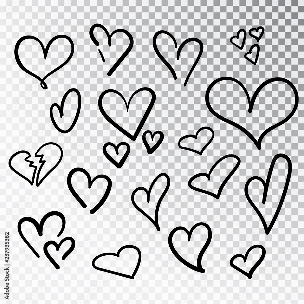 Hearts hand drawn set isolated. Design elements for Valentine s day ...