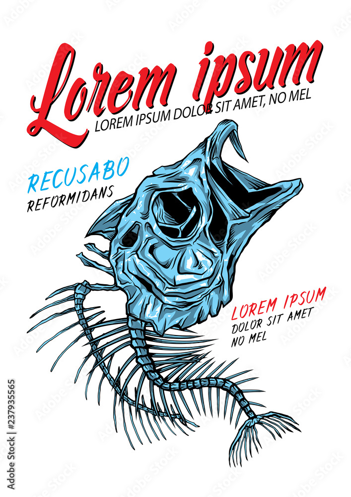 Bass Fish skeleton design Stock Illustration | Adobe Stock