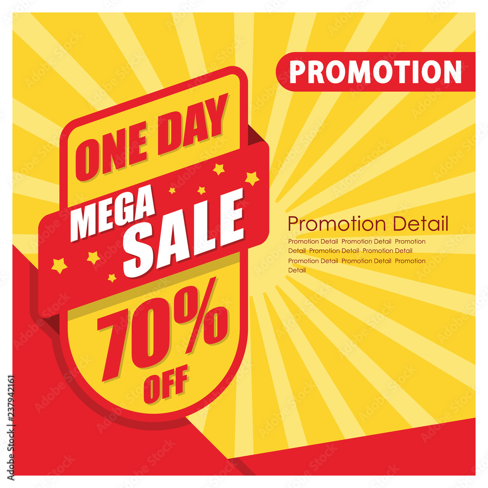 Mega Sale Banner and Poster. 70% off. Limited One Day. Promotion Banner ...