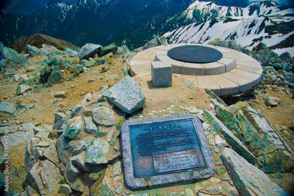 Sign marked as the Top of the Tateyama mountains in Toyama, Japan ...