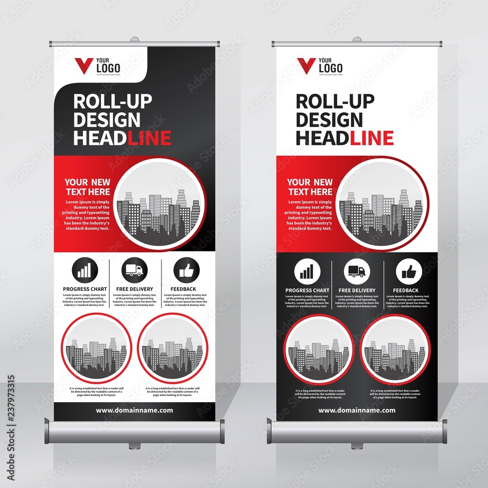 Roll up banner design template, vertical, abstract background, pull up ...