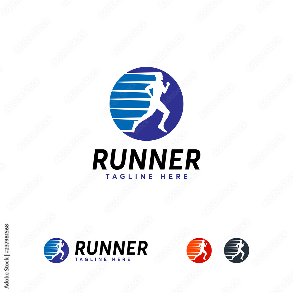 Iconic Runner logo designs vector, Running Man Sport logo template ...