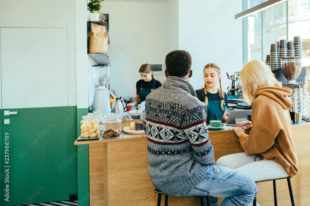 Coffee shop bar counter cafe restaurant service people relaxation ...