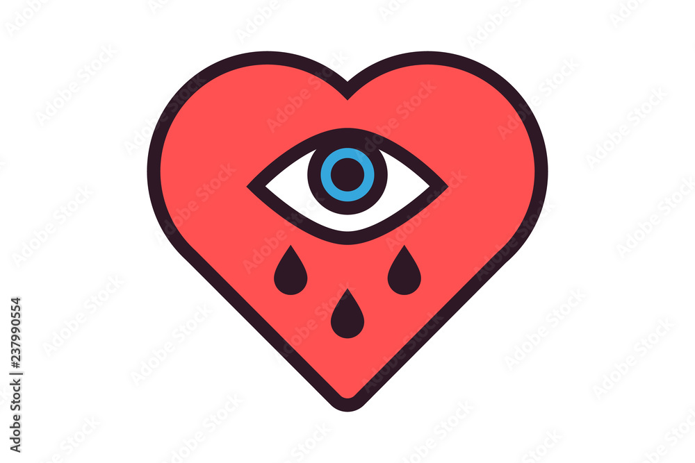 Crying heart, tears of sadness, vector illustration Stock Vector ...