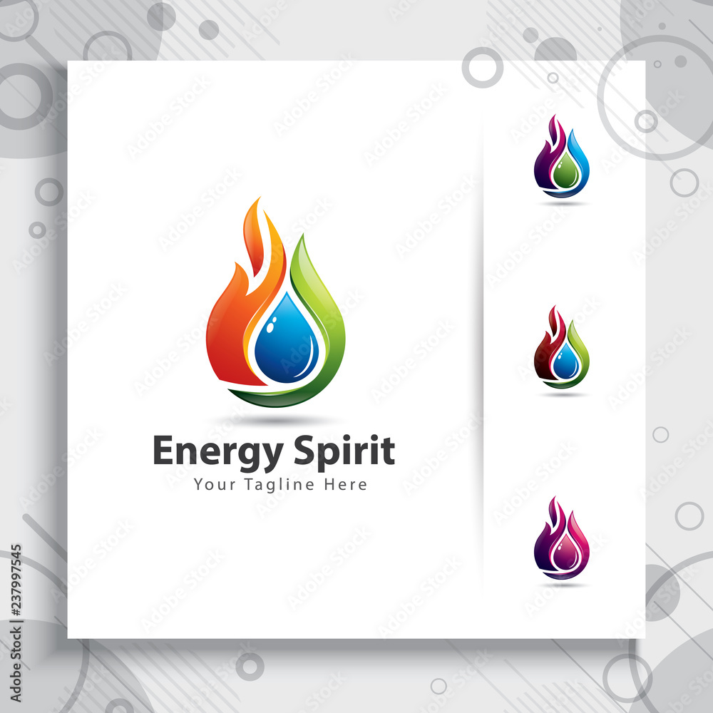 3d fire energy spirit vector logo designs for industry company ...