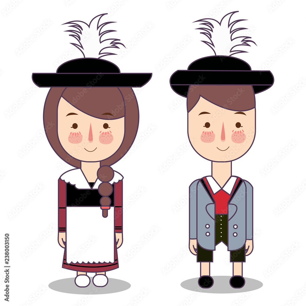 traditional national clothes of Germany Bavaria . Set of cartoon ...