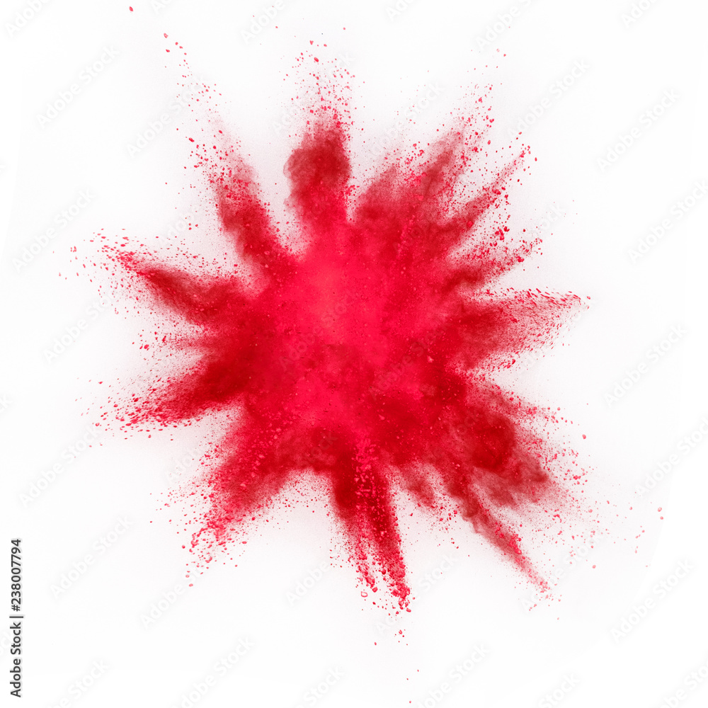 Explosion of red powder on white background Stock Photo | Adobe Stock