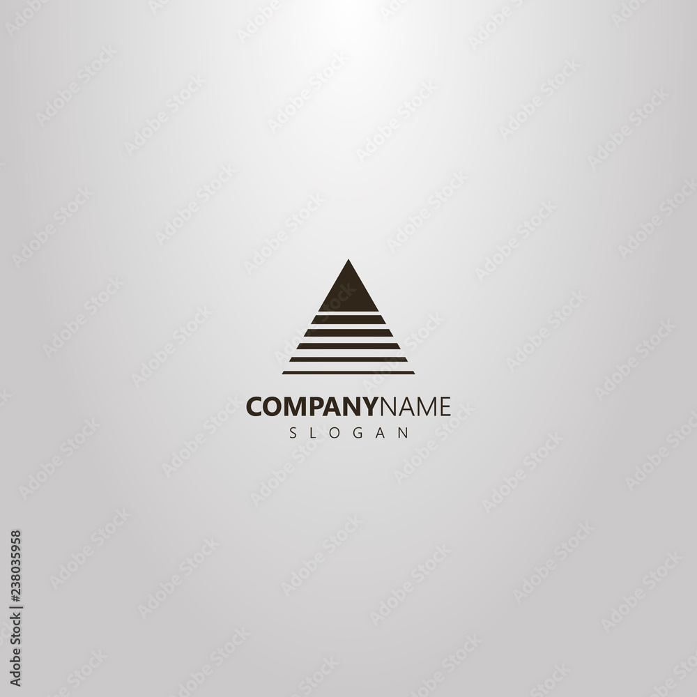 black and white simple vector abstract outline logo of a triangle ...