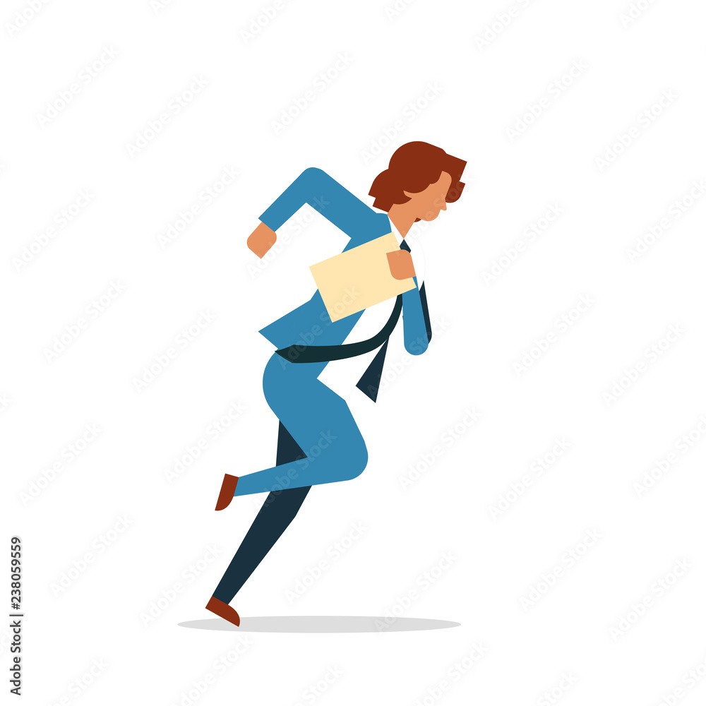businesswoman running hold paper document female office worker business ...