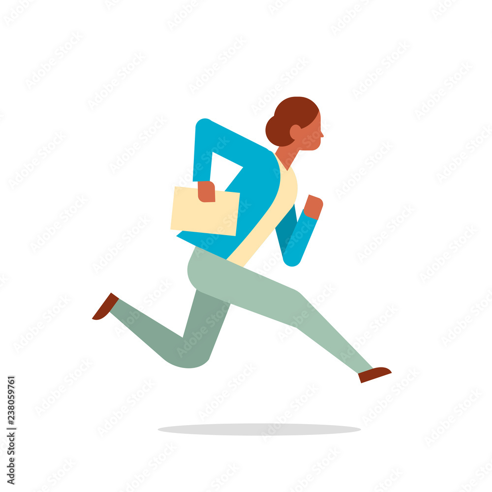 Cartoon Businesswoman Running