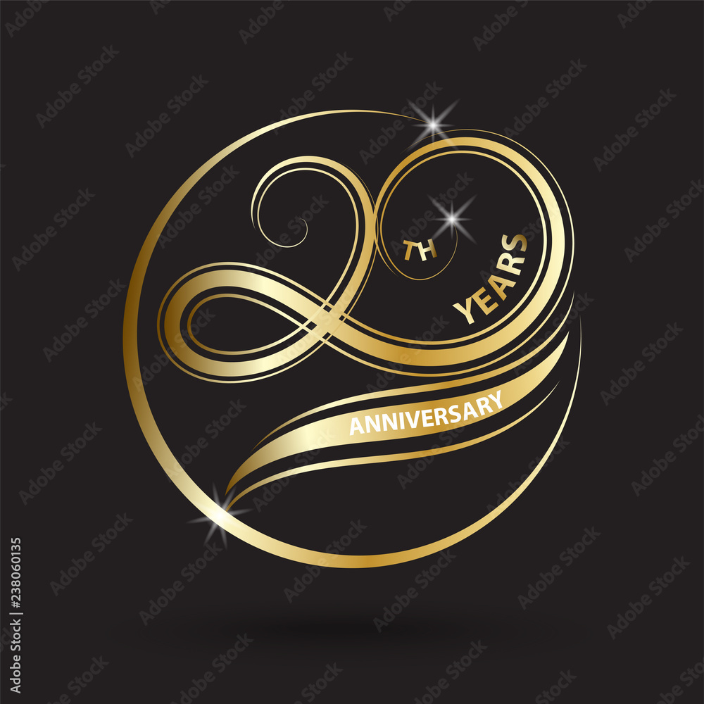 golden 20th anniversary logo and sign, gold celebration symbol Stock ...