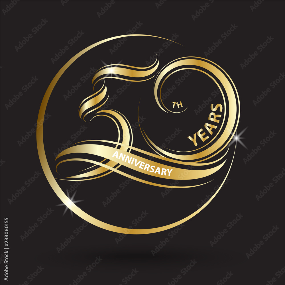 golden 50th anniversary sign and logo for gold celebration symbol Stock ...