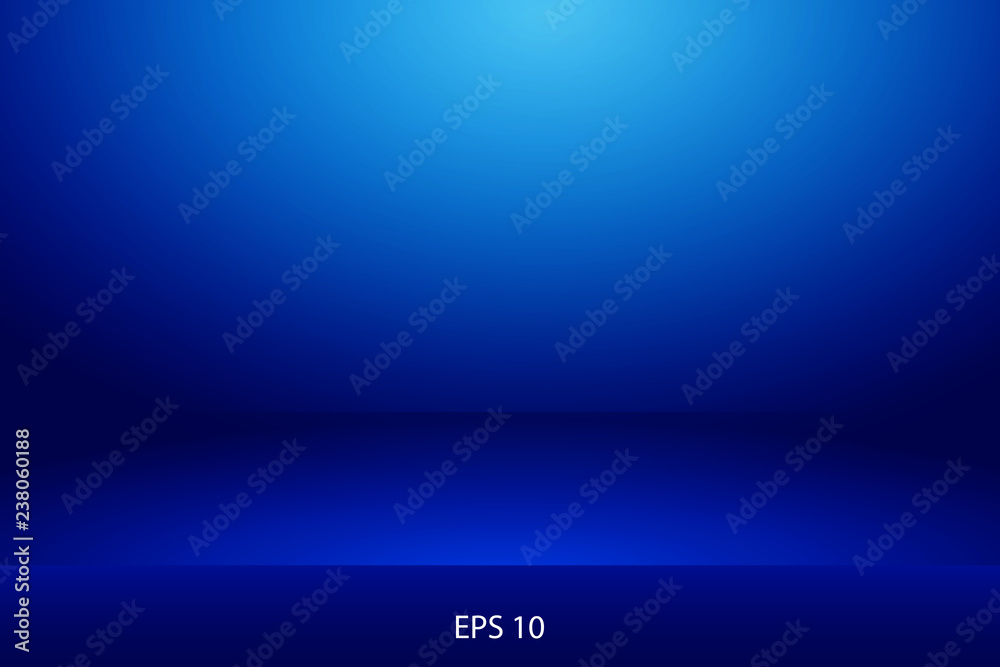 blue horizontal studio gradient wall room, Modern interior background ...