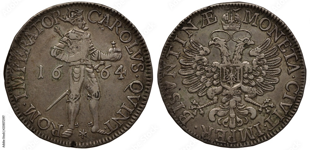 France French City of Besançon silver coin 1 one thaler 1664, ruler ...