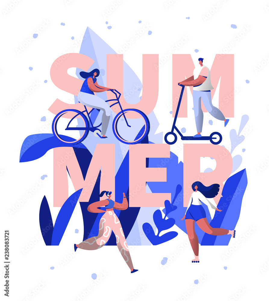 Summer Vacation Word Banner Template. Outdoor Activity Vertical Poster ...