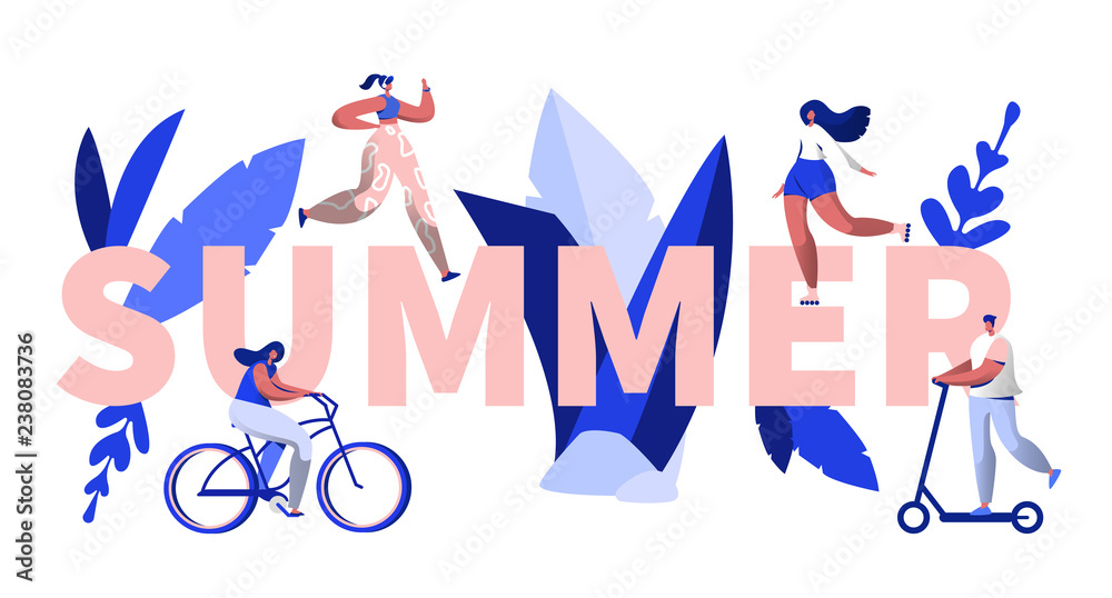 Summer Vacation Word Banner Template. Outdoor Activity Vertical Poster ...