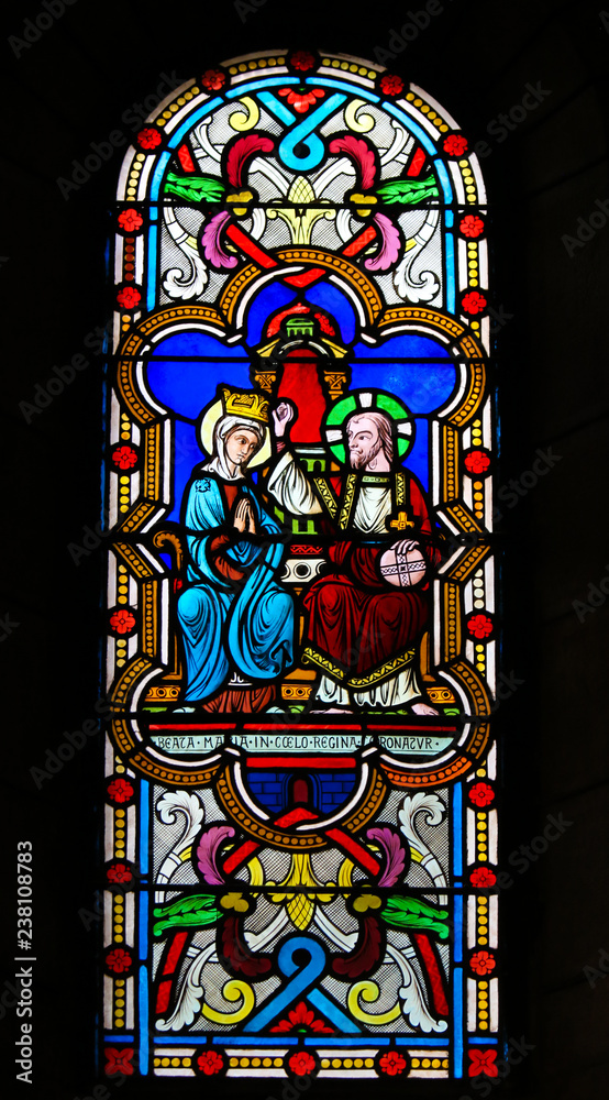 Coronation of Mother Mary by Jesus Christ in Heaven Stock Photo | Adobe ...