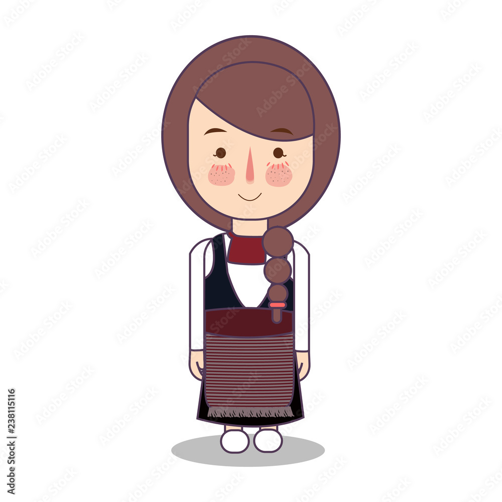 Finland traditional national clothing. Set of cartoon characters in ...