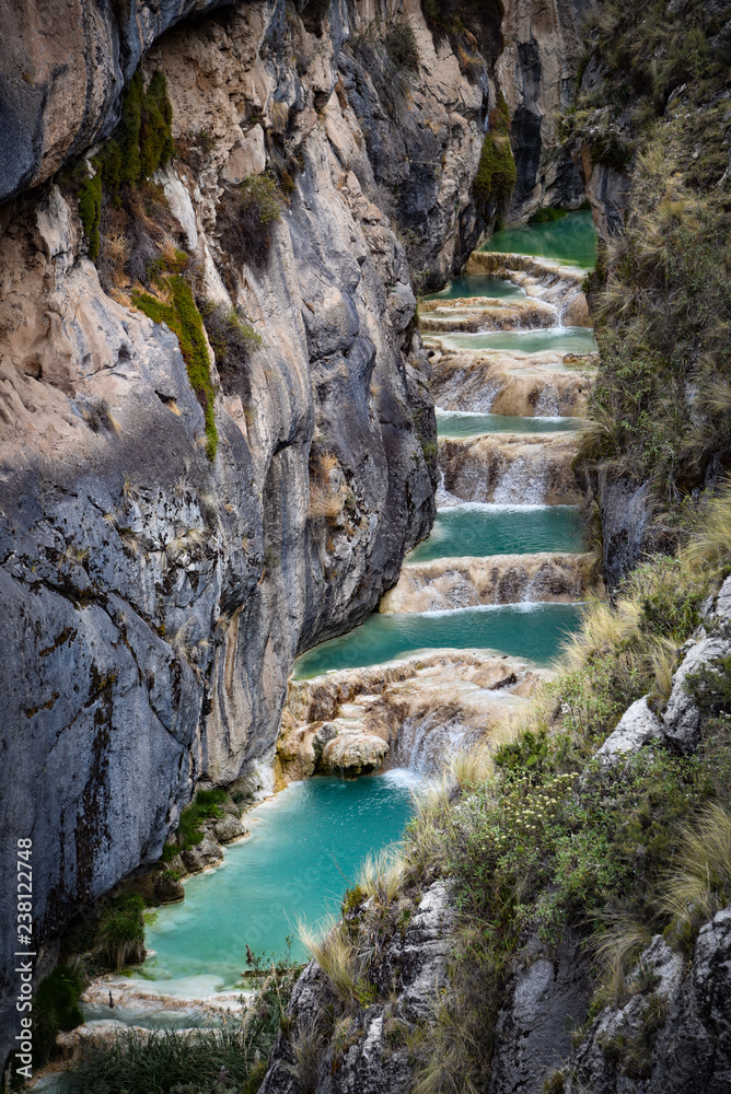 Millpu Lagoon, a series of stunning natural turqoise pools, near the ...