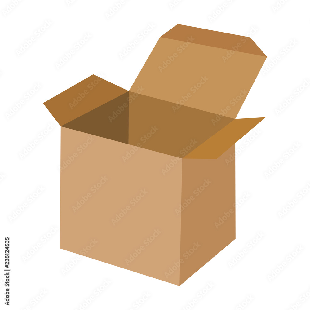 Open Cardboard Box Side View