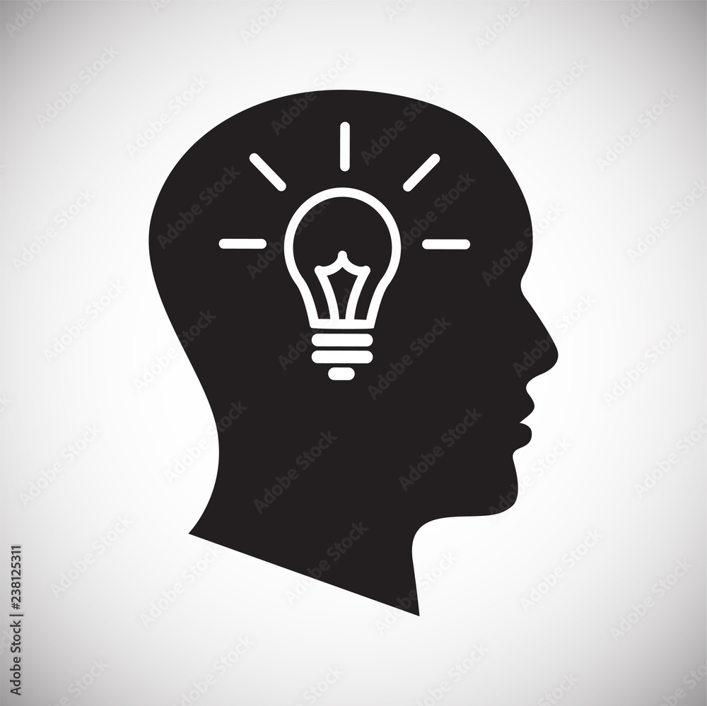Human head with idea bulb icon on white background for graphic and web ...