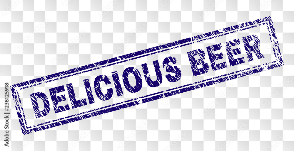 DELICIOUS BEER stamp seal print with rubber print style and double ...