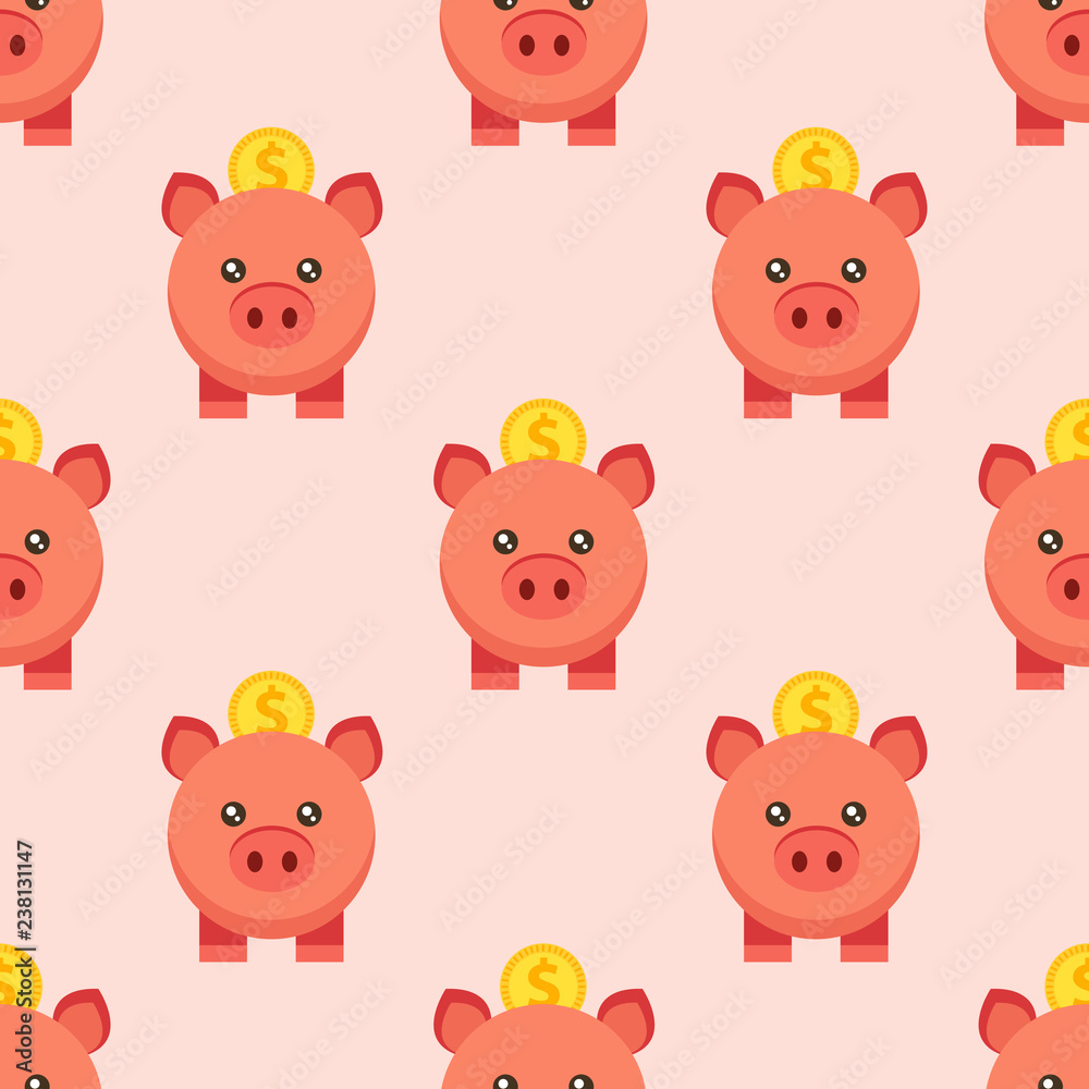 Pig and coin wallpaper Stock Vector | Adobe Stock