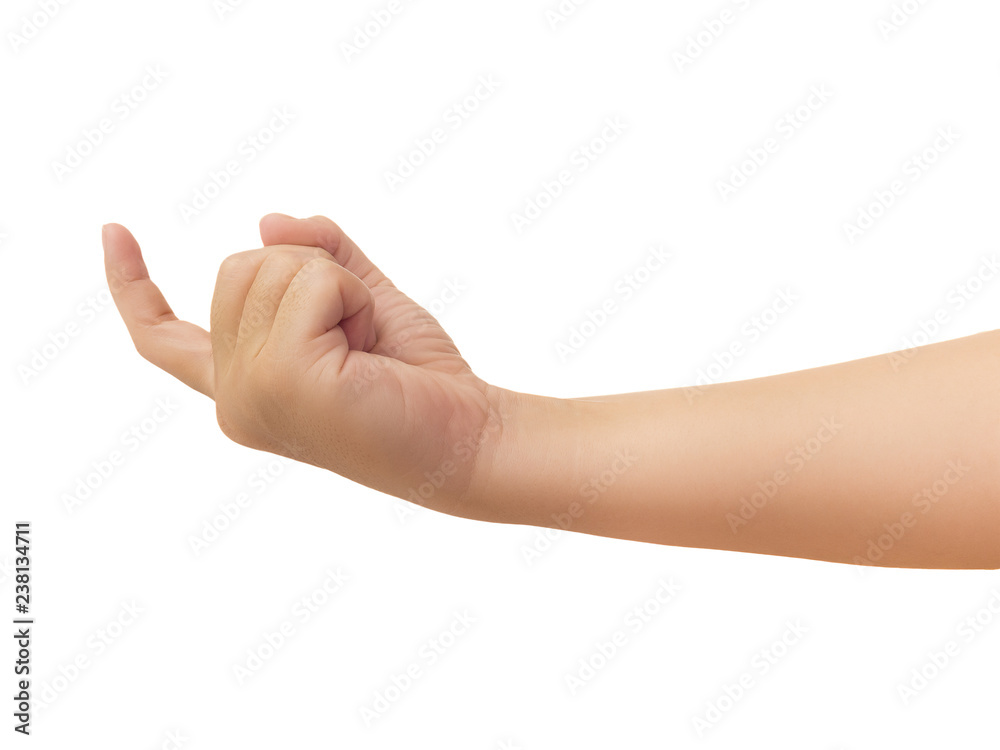 Human hand in showing one forefinger and bent in "come on" gesture ...