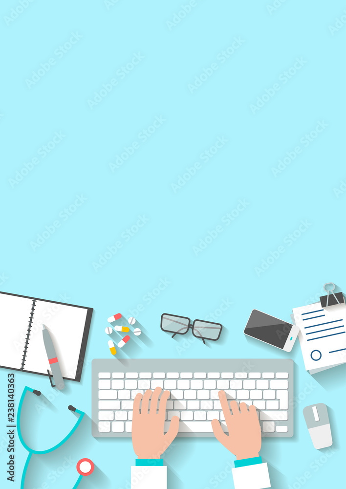 Conceptual vertical medical banner flat. Workplace doctor Stock Vector ...