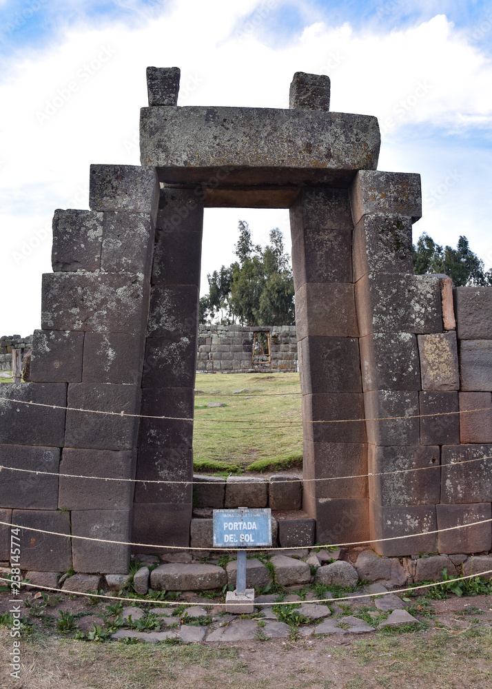 Stone walls and pyramids at the Usnu de Vilcashuaman, constructed by ...