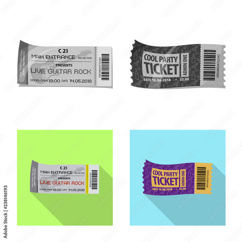 Vector illustration of ticket and admission logo. Collection of ticket ...
