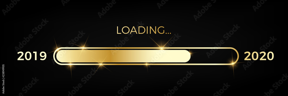 golden Loading Screen Year 2019 2020 Stock Vector | Adobe Stock