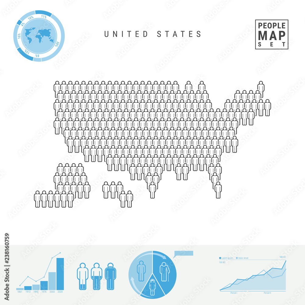 United States People Icon Map. People Crowd in the Shape of a USA Map ...