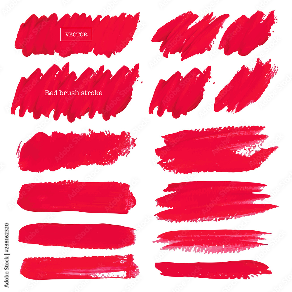 Red brush stroke isolated on white background, Vector illustration ...