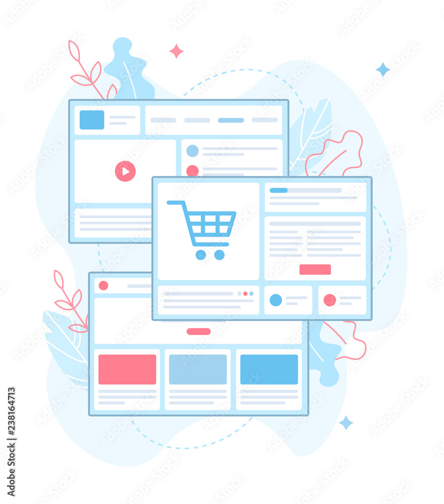 Choose a template for your website. Web development. Flat vector illustration.Website builder ...