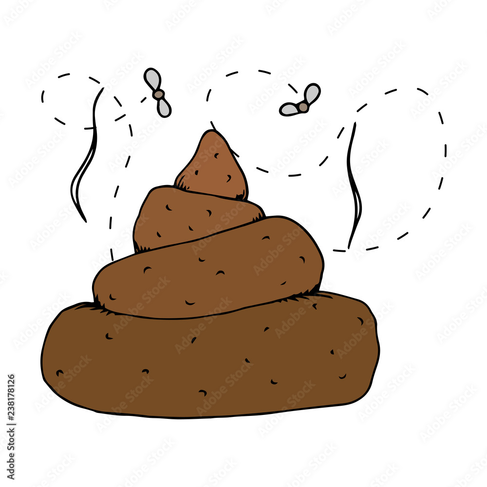 Heap of shit with flying flies. Vector illustration of a bunch of shit ...