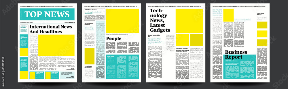 Newspaper Vector. Magazine Mockup Template. News Paper Tabloid Page ...