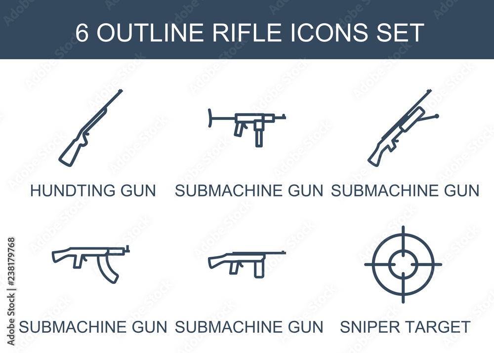 rifle icons. Trendy 6 rifle icons. Contain icons such as hundting gun ...