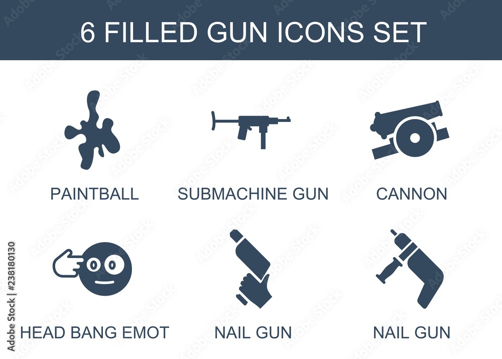 Vecteur Stock 6 gun icons. Trendy gun icons white background. Included ...