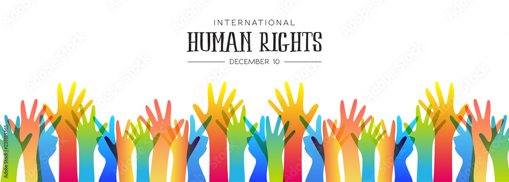 Human Rights day banner of diverse people hands Stock Vector | Adobe Stock