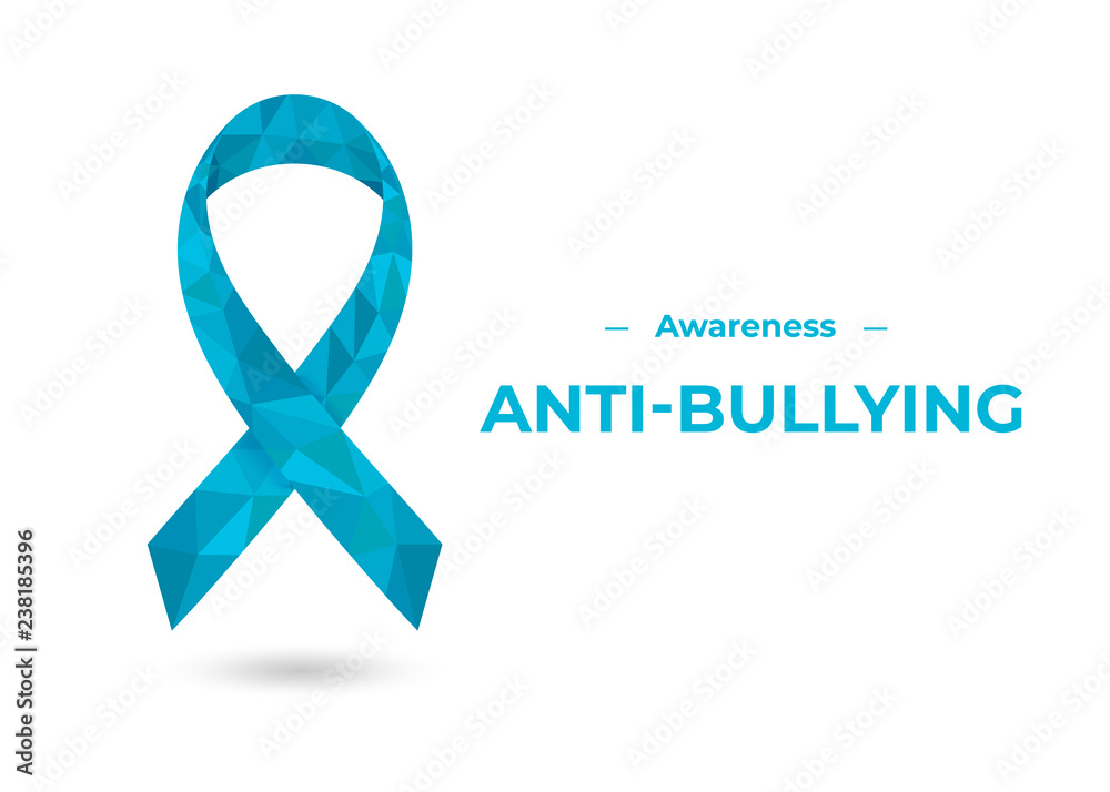 Blue anti-bullying awareness ribbon. Colorful vector illustration for ...
