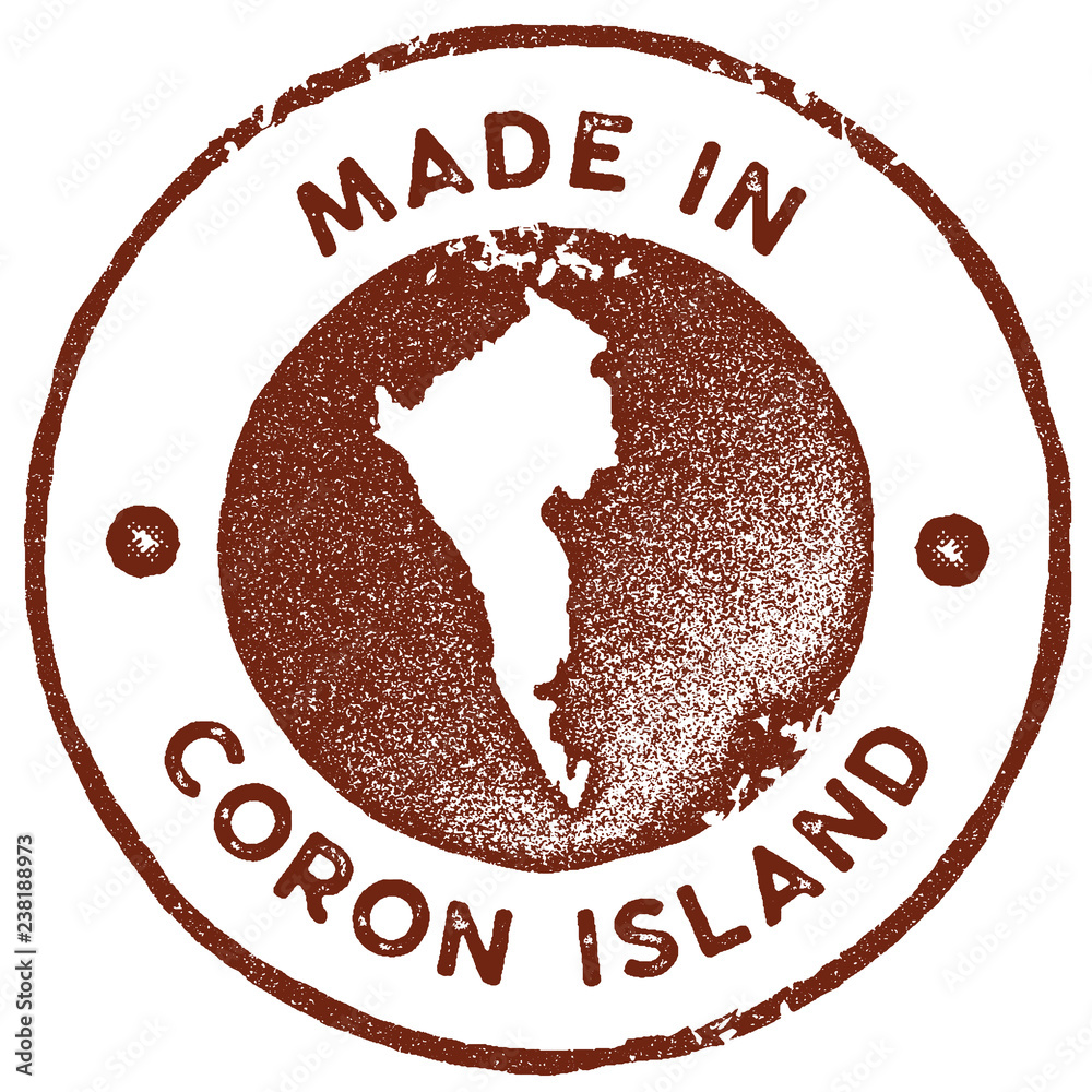 Coron Island map vintage stamp. Retro style handmade label, badge or ...