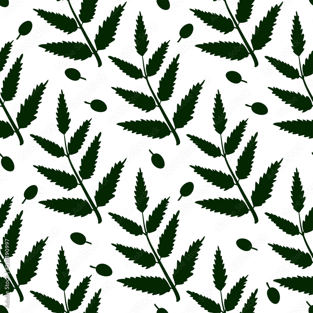 Neem. Leaves, fruit. Background, wallpaper, seamless, texture ...