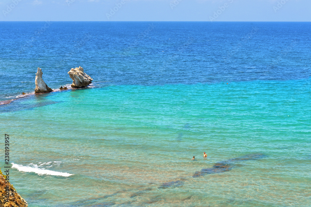 beautiful landscape with small coastal town Terrasini and beach ...