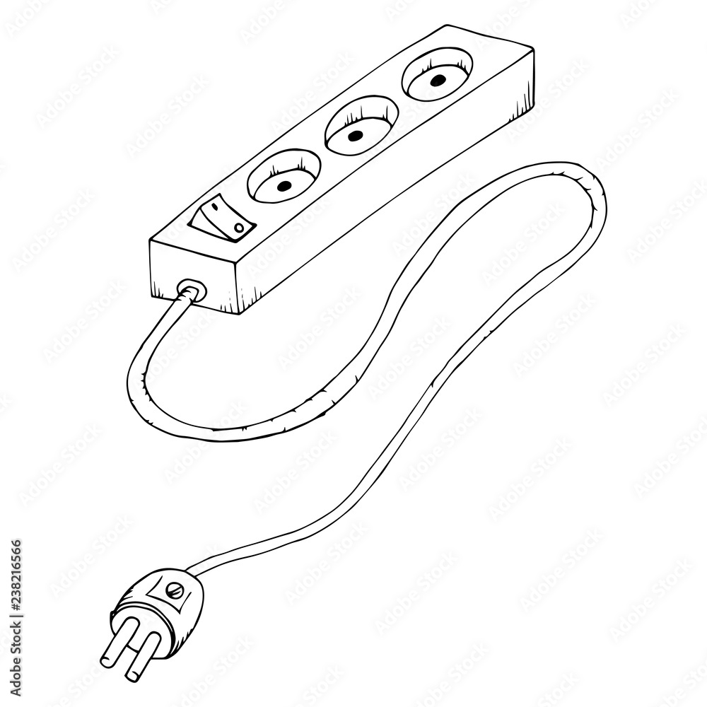 Electrical extension cord. Vector illustration of an electrical ...