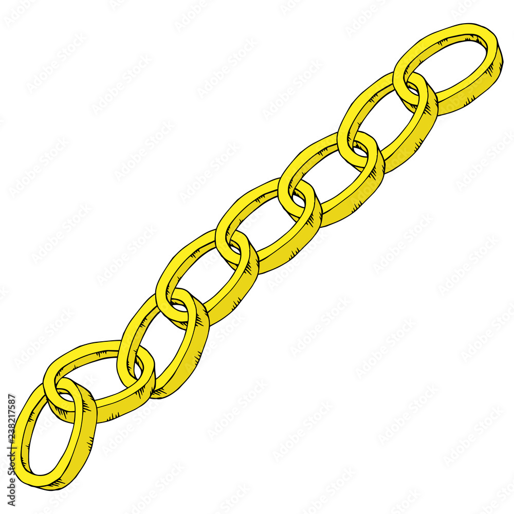 Gold chain icon. Vector illustration of a metal chain. Hand drawn gold ...